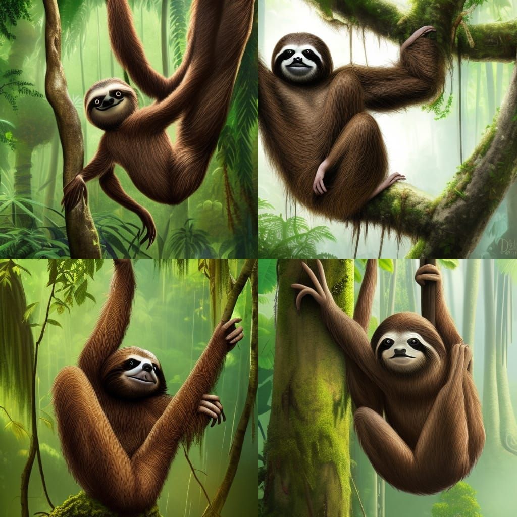 Sloth hanging out - AI Generated Artwork - NightCafe Creator