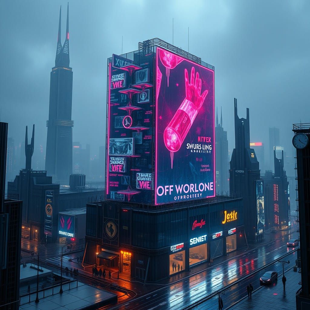 Cyberpunk Billboard in Blade Runner Style - AI Art