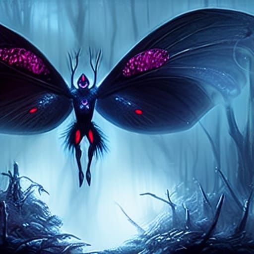 Mothman in the forest - AI Generated Artwork - NightCafe Creator