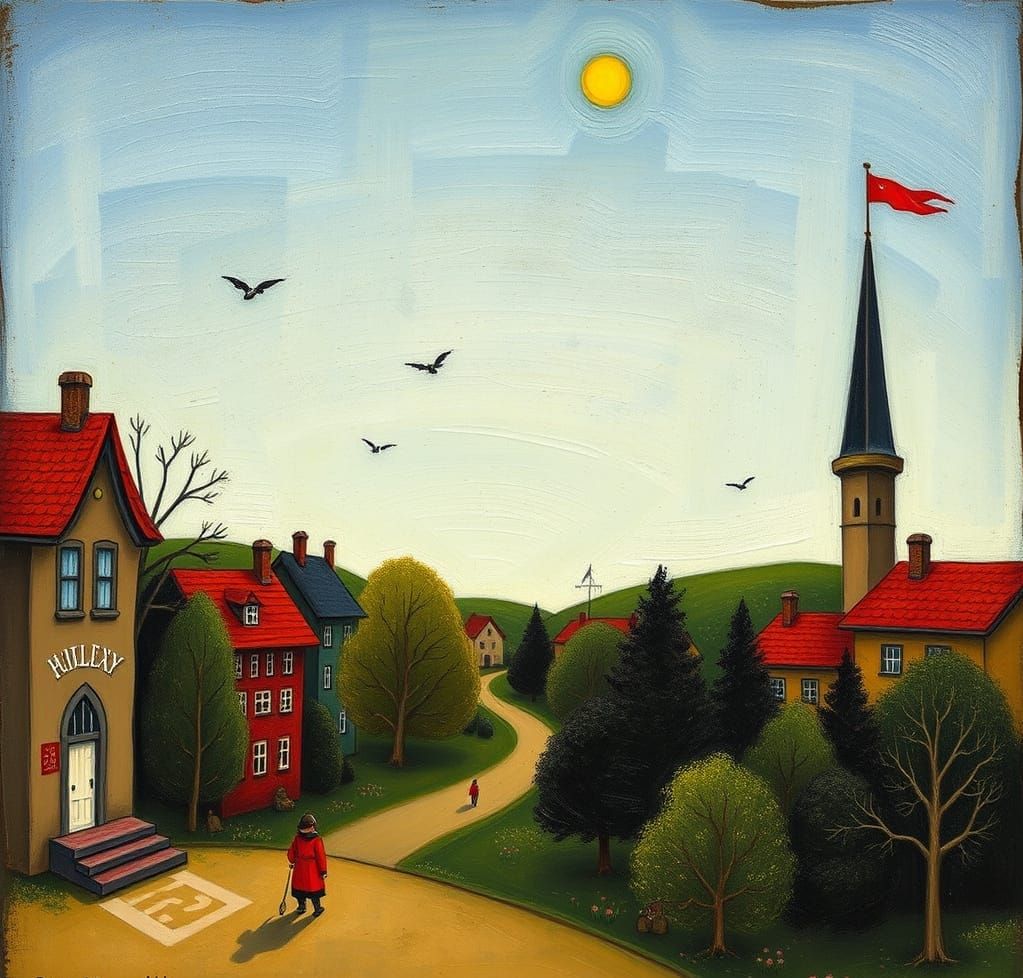 by richard scarry and klee - Whimsical Cityscapes in Fauvist...