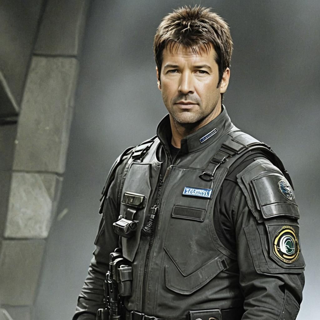 Joe Flanigan as Lieutenant Colonel John Sheppard on Stargate Atlantis ...