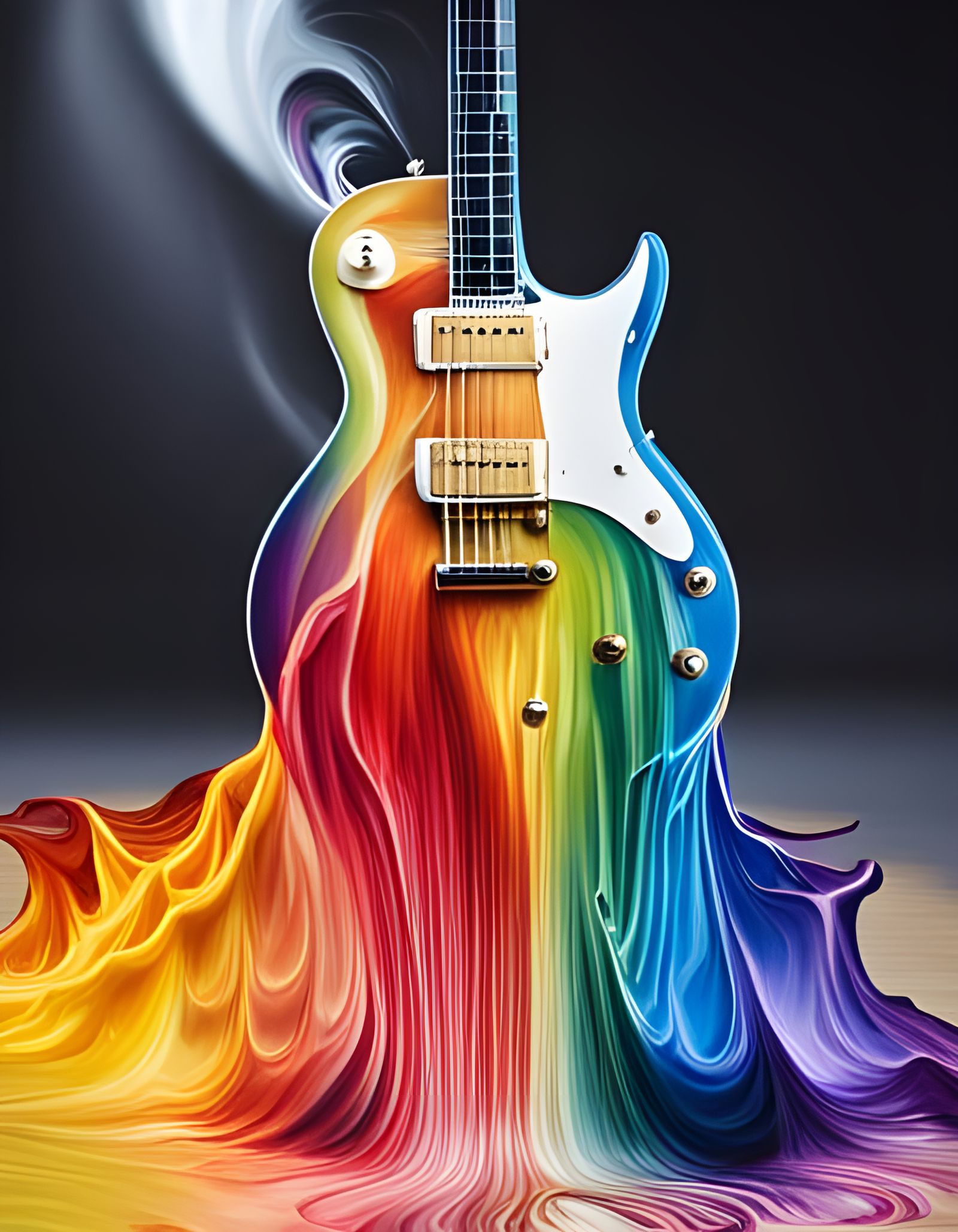 Guitar Melting into Rainbow Colored Paint - AI Generated Artwork ...