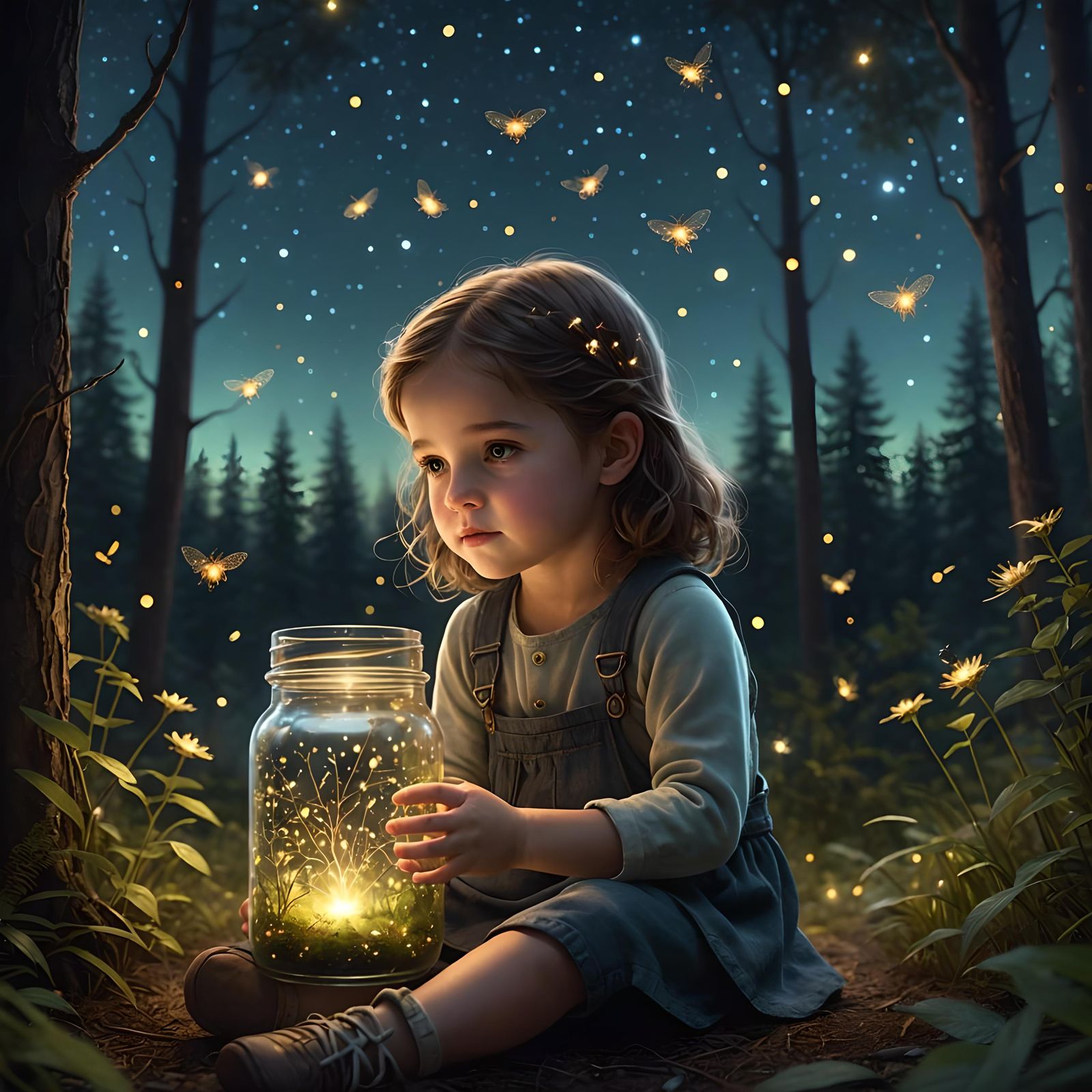 Collecting Fireflies - AI Generated Artwork - NightCafe Creator