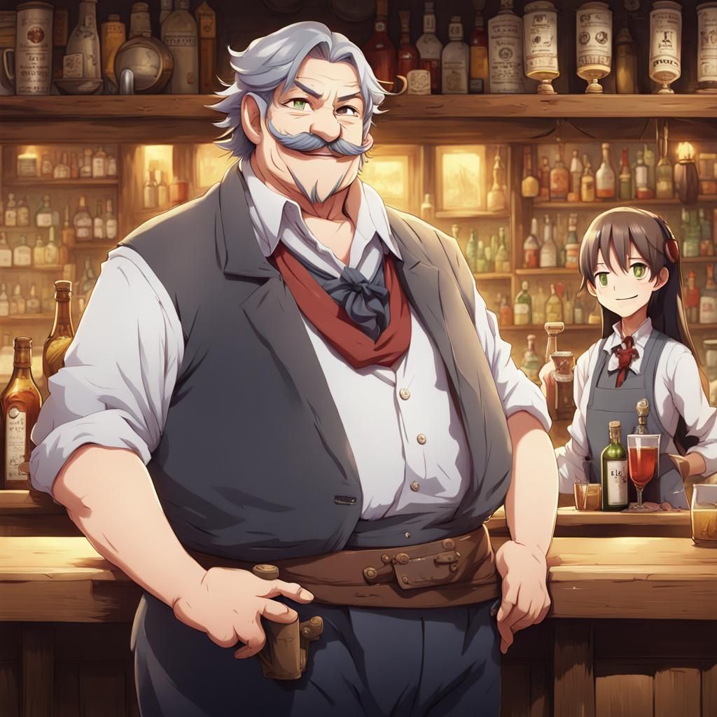 An old, round and portly man who runs a tavern. His moustached smile ...