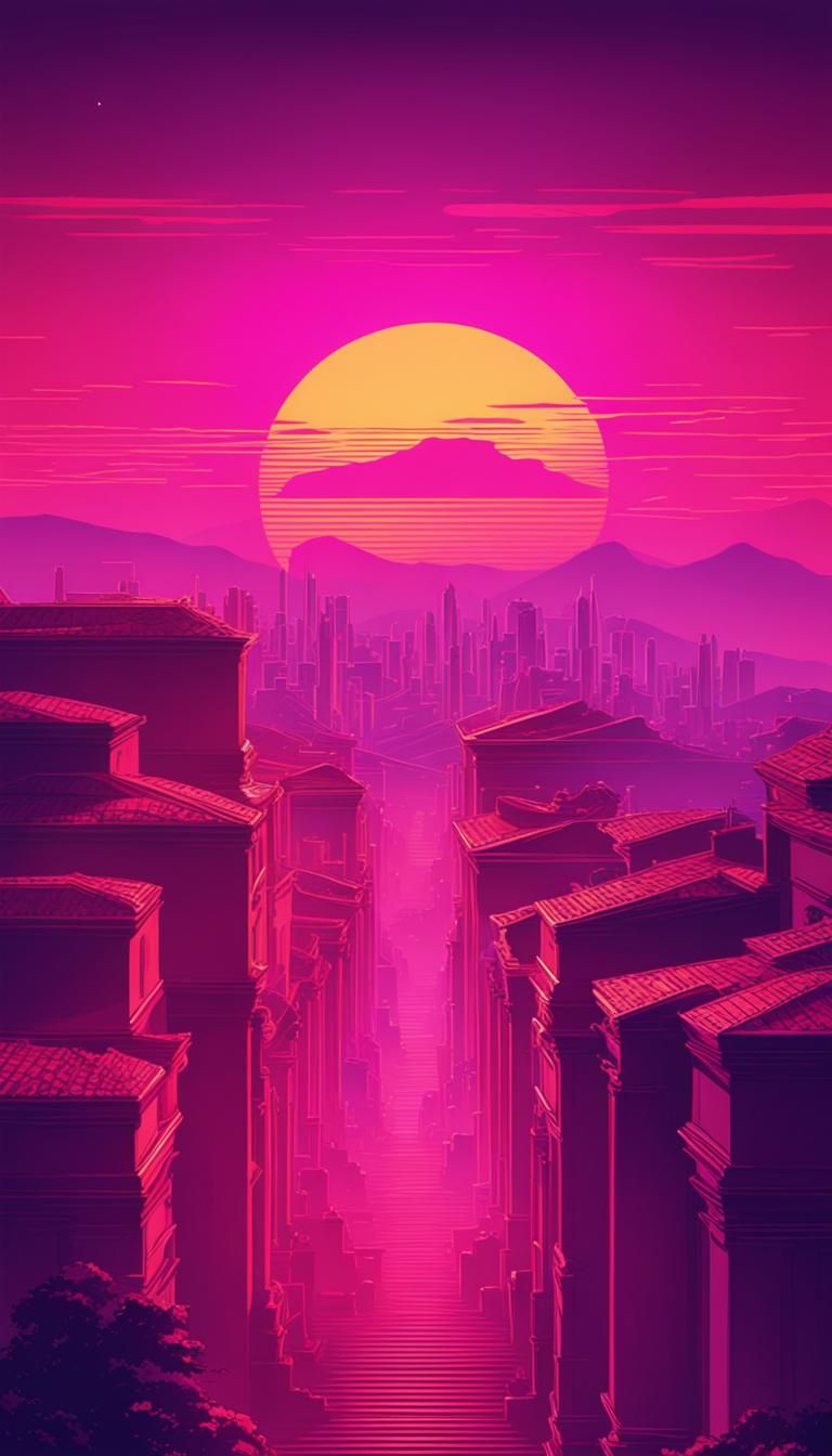 Synthwave Sunset over Roman City. - AI Generated Artwork - NightCafe ...