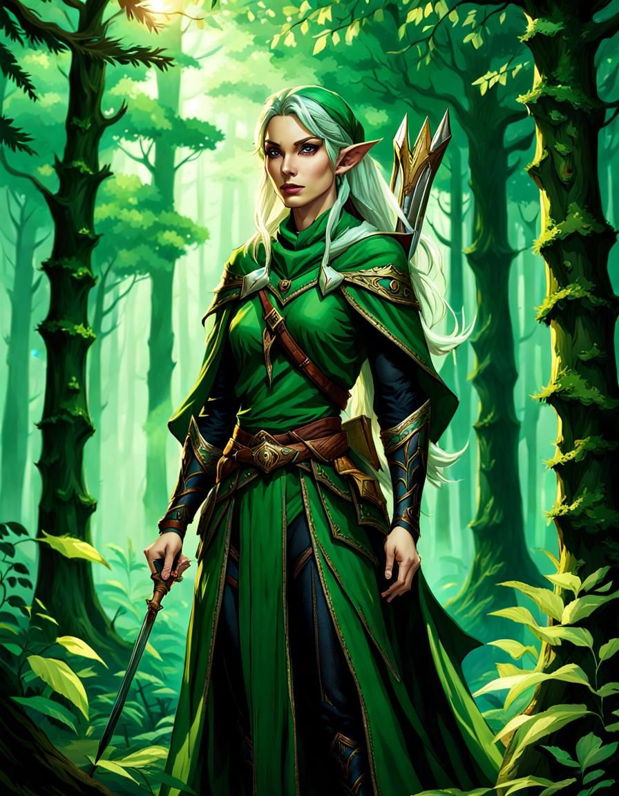 Female elf ranger keeping watch in the Ancient forest #6 - AI Generated ...