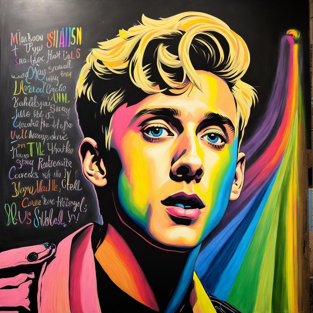Troye Sivan Chalk Art (on a blackboard) - AI Generated Artwork ...