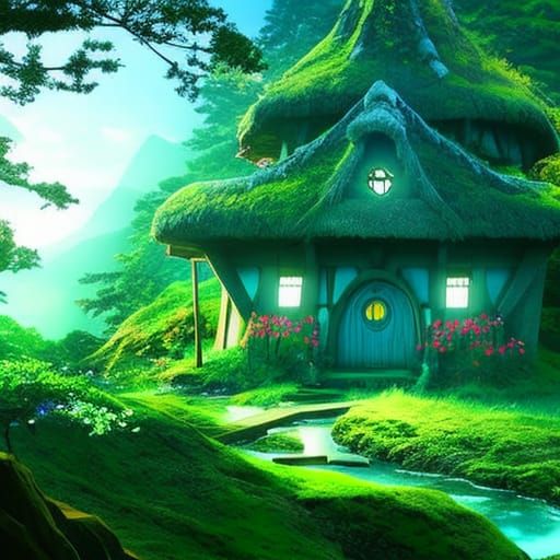 Elven Cottage - AI Generated Artwork - NightCafe Creator