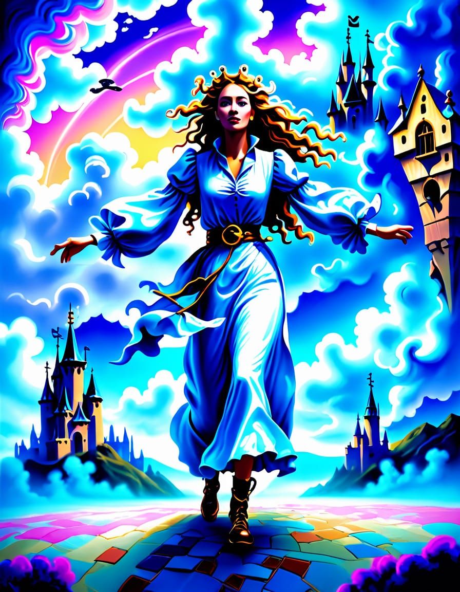Ethereal Pirate Princess Soars in Cloud Castle - AI Art