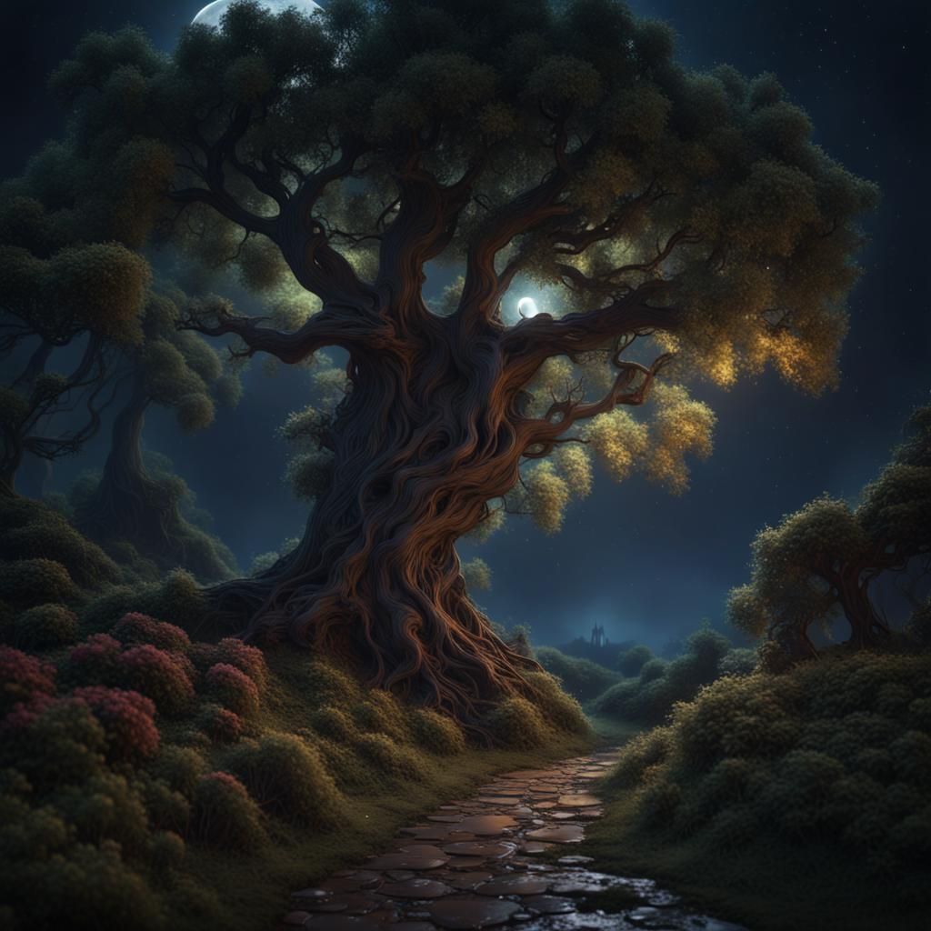 Moonlit path - AI Generated Artwork - NightCafe Creator