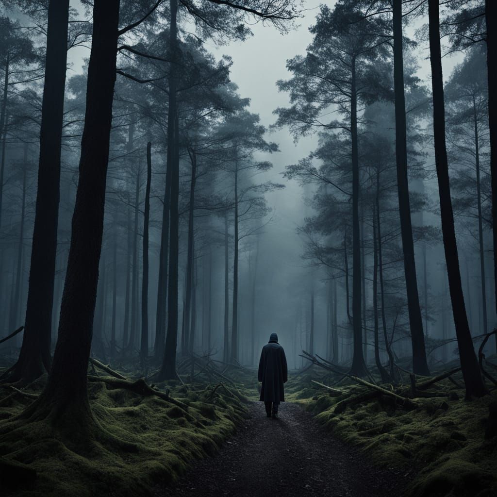 A dark desolate forest: - Dark and Moody Forest Landscape i...
