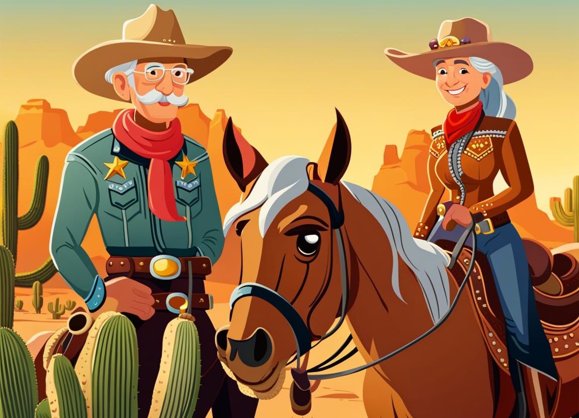 Grandpa Cowboy and Grandma Cowgirl - AI Generated Artwork - NightCafe ...