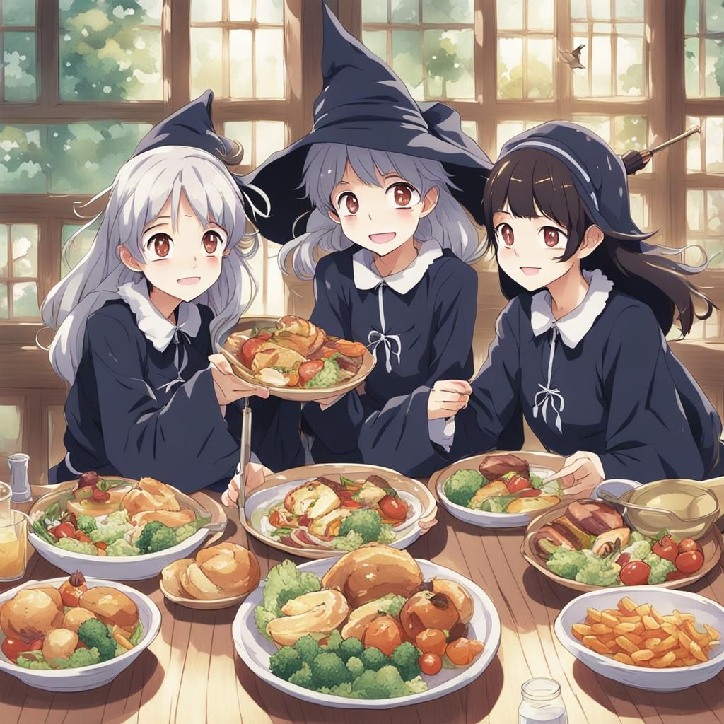witches at the lunch hall - AI Generated Artwork - NightCafe Creator