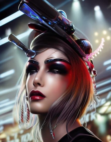 scifi fantasy cyberpunk abstract photography, facing diagonal forward ...