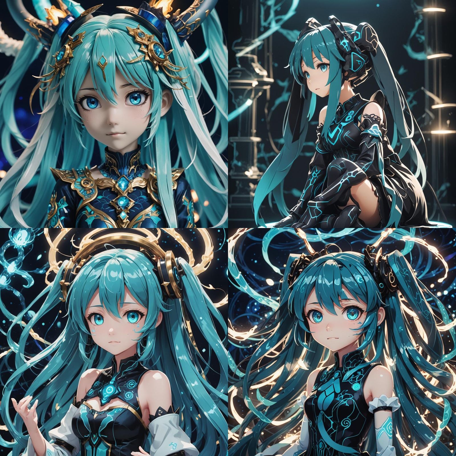 Demonic porcelain Bioluminescent blue eldritch ext... - AI Art