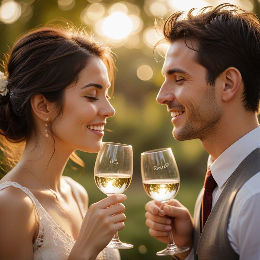 Couple's Tender Moment of Unity in Golden Light - AI Art