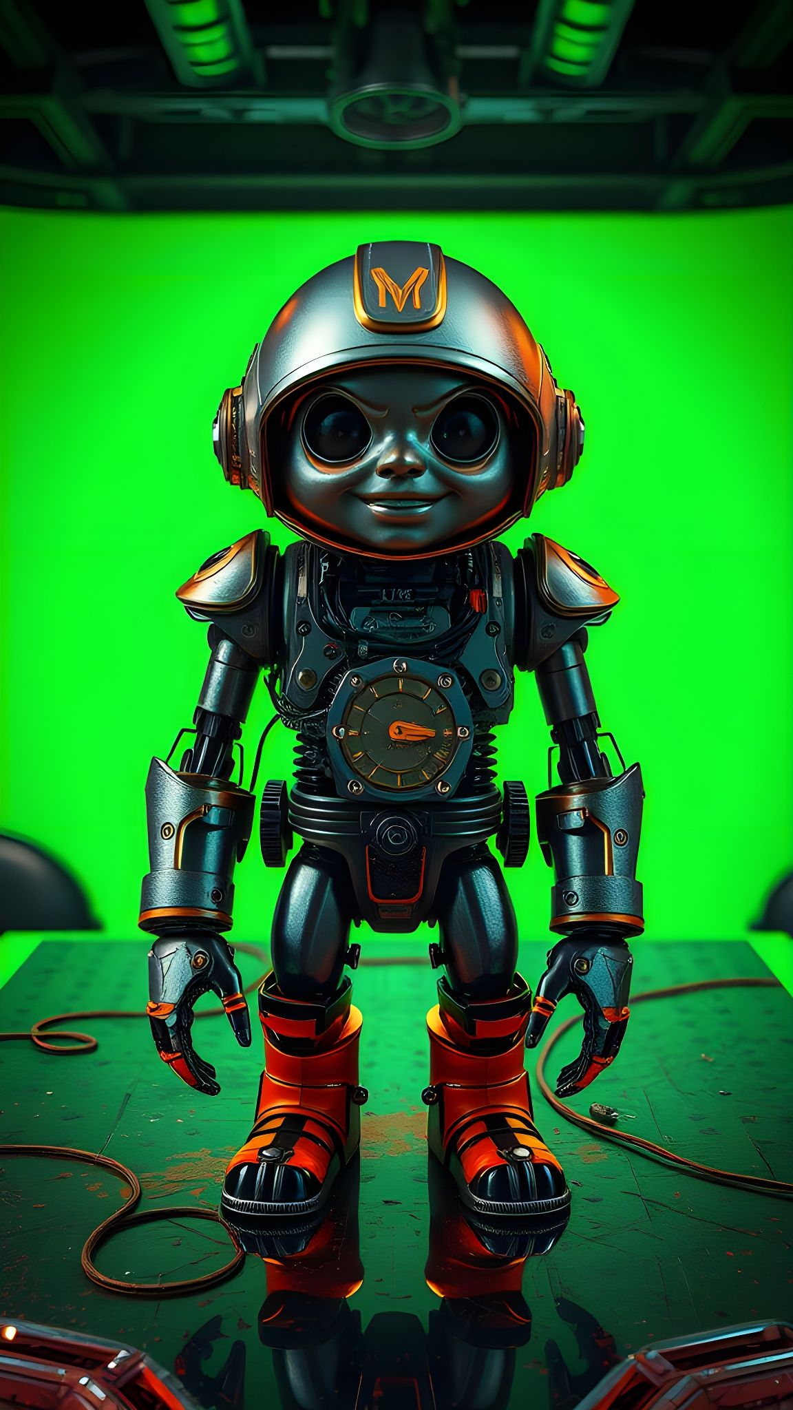 Cyberpunk Clockwork Robot in Hyperrealistic Spaces... - AI Art