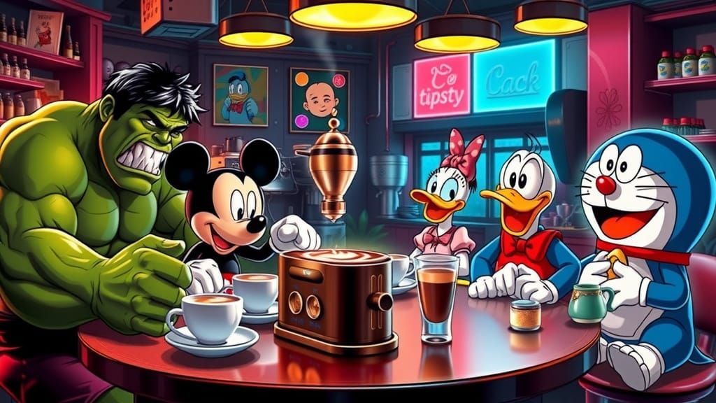 Multiverse Coffee Convergence: Iconic Characters U... - AI Art