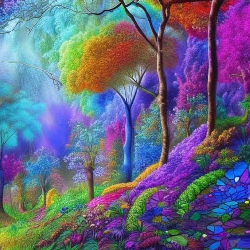Rainbow Forest - AI Generated Artwork - NightCafe Creator