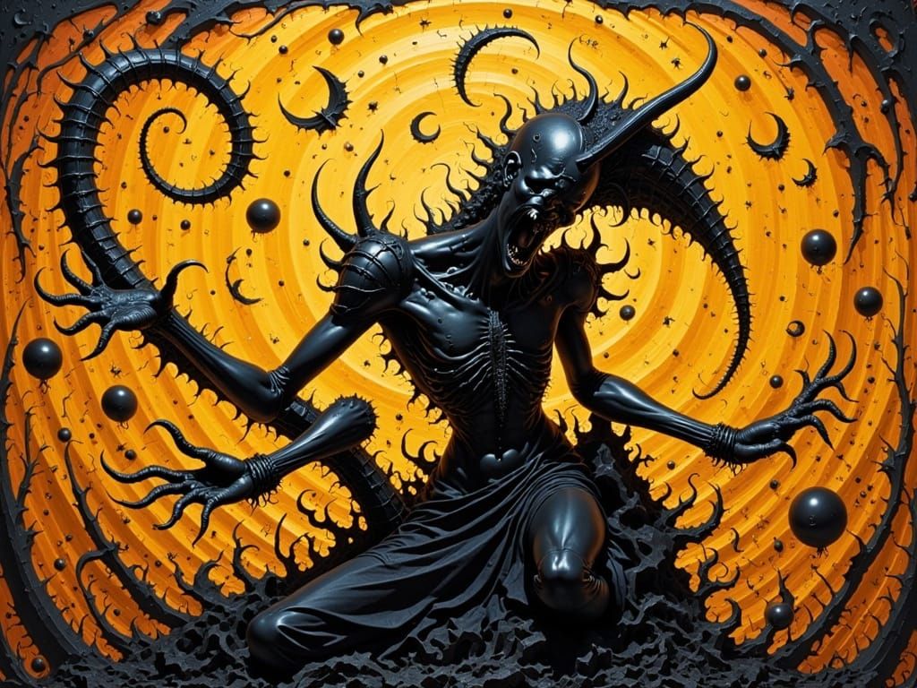 Ethereal Horror in a Melting Yellow Abyss - AI Art