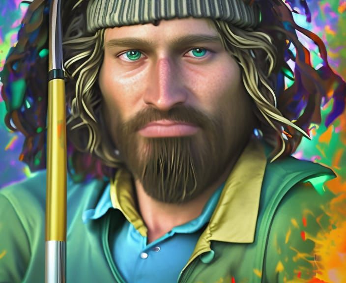 Hippie Herb the golfer man holding golf club - AI Generated Artwork ...