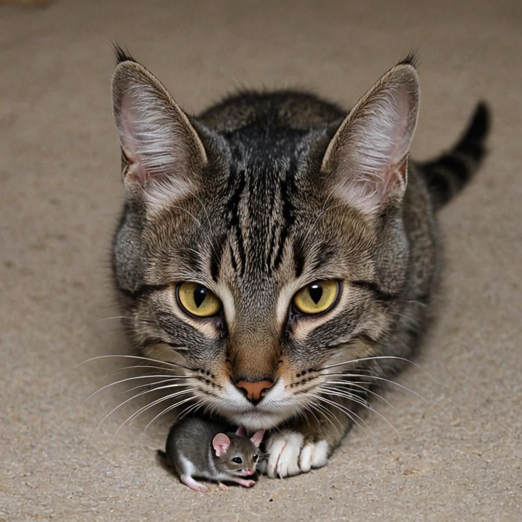 cat with mouse ... - AI Generated Artwork - NightCafe Creator