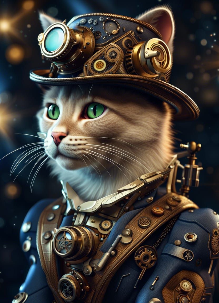 Steampunk cat - AI Generated Artwork - NightCafe Creator