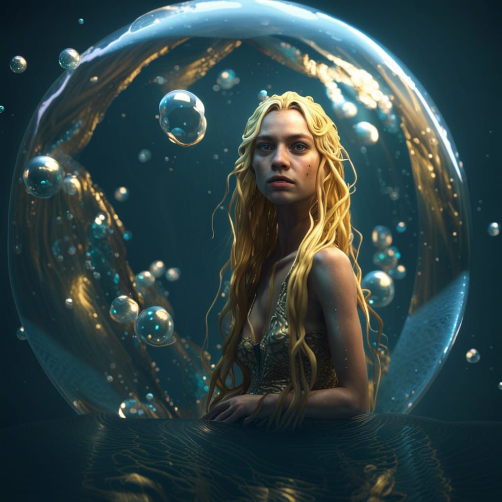 beautiful young mermaid windmill sunken underwater full body ...