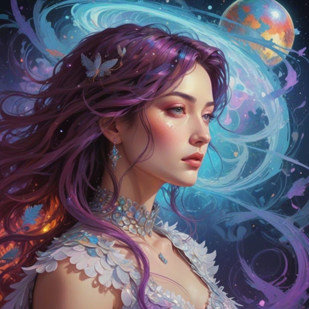 Surreal Angel with Psychedelic Feathers and Glowin... - AI Art