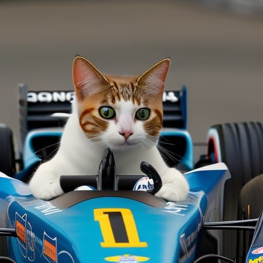cat driving a formula 1 - AI Generated Artwork - NightCafe Creator