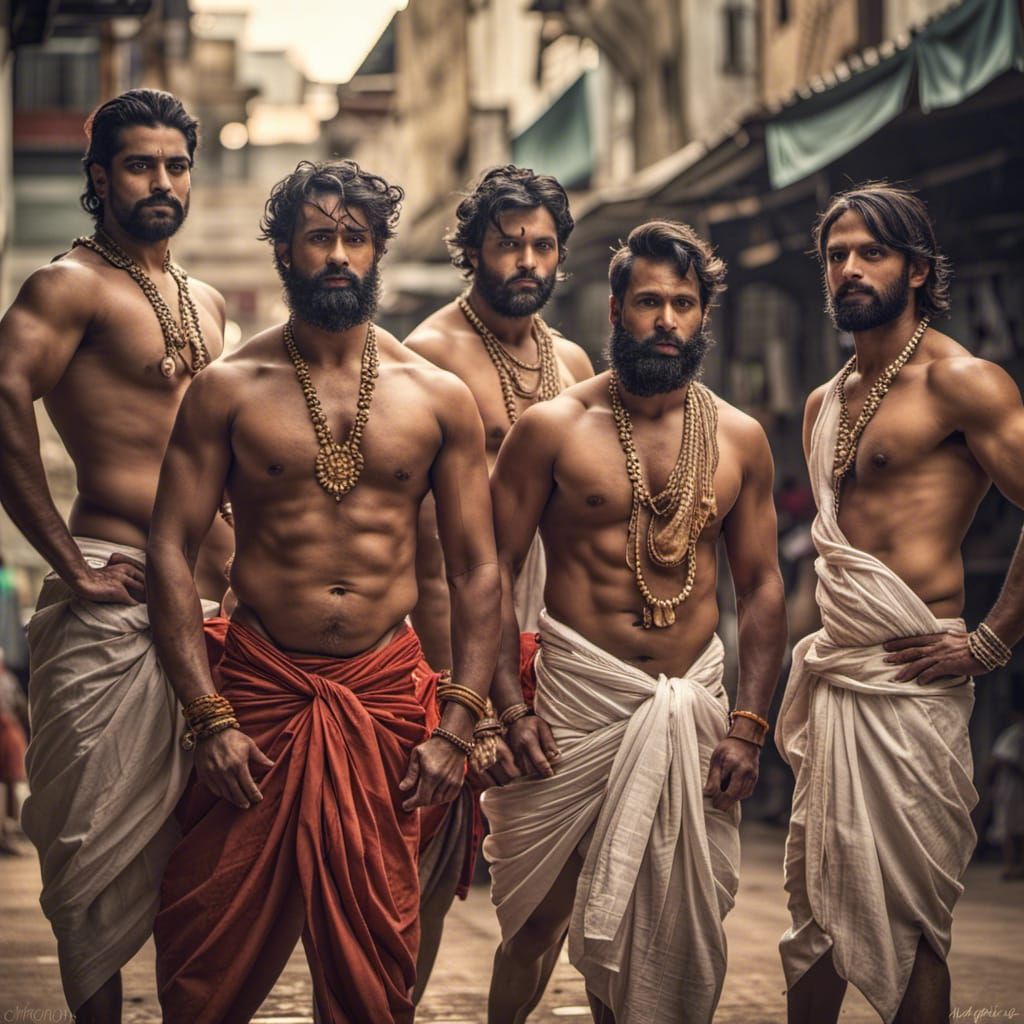 Indie men with muscle in dhoti - AI Generated Artwork - NightCafe Creator