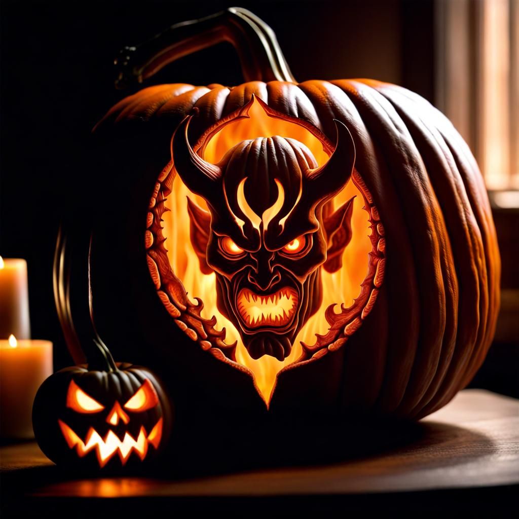 Demon Pumpkin - AI Generated Artwork - NightCafe Creator