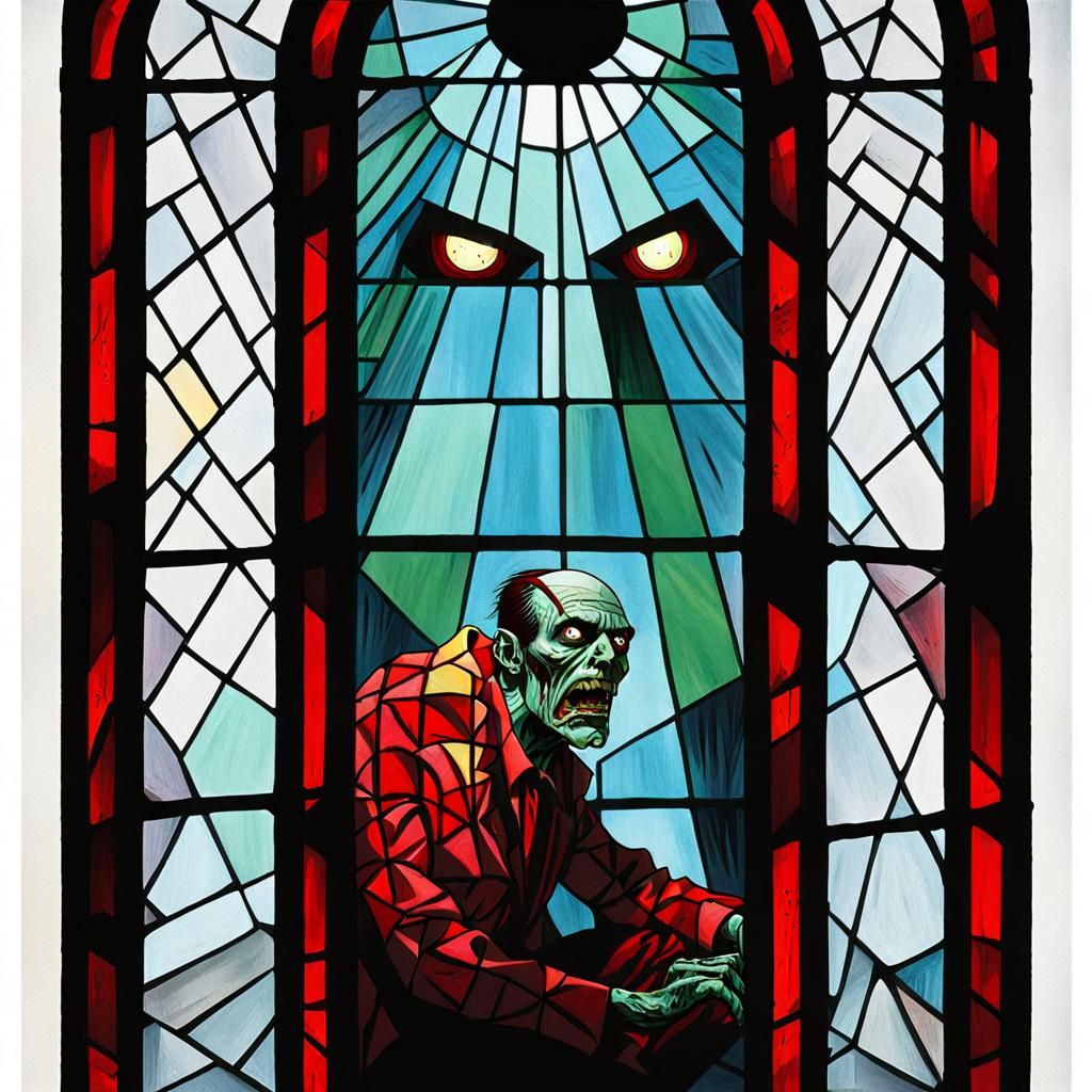 Stained Glass Zombie III - AI Generated Artwork - NightCafe Creator