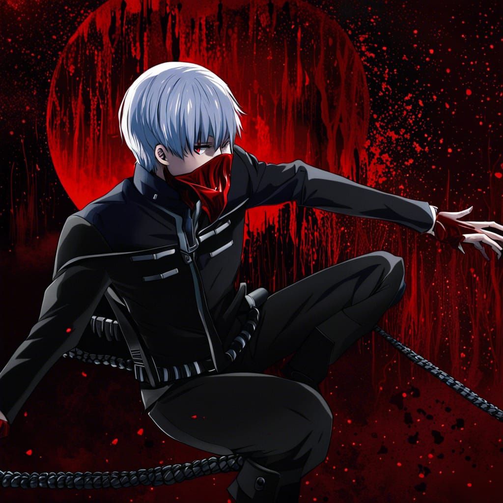 Kaneki, ken Kaneki, Tokyo ghoul, ghoul, fan art, blood, bloody, crazy ...