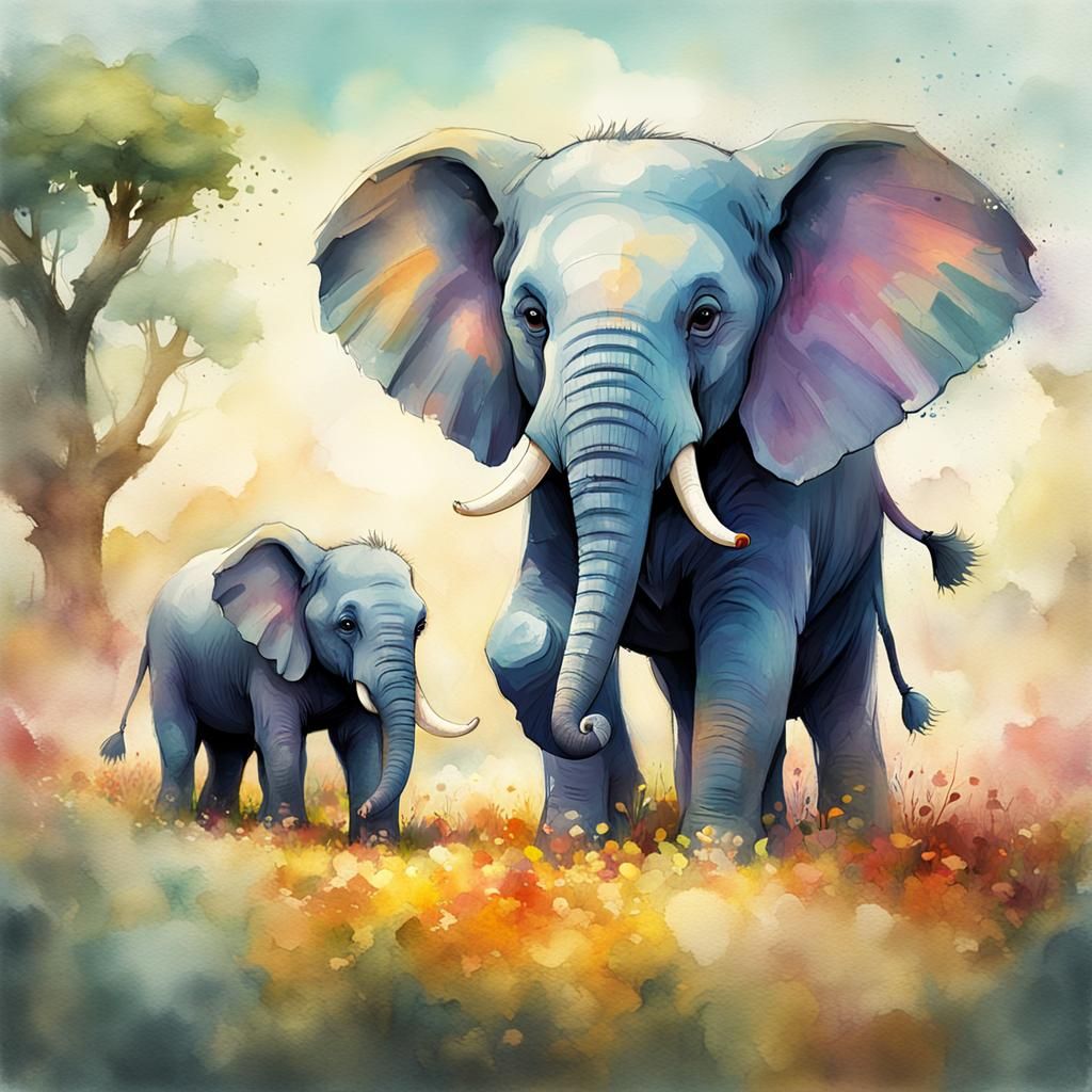 adorable elephants - AI Generated Artwork - NightCafe Creator
