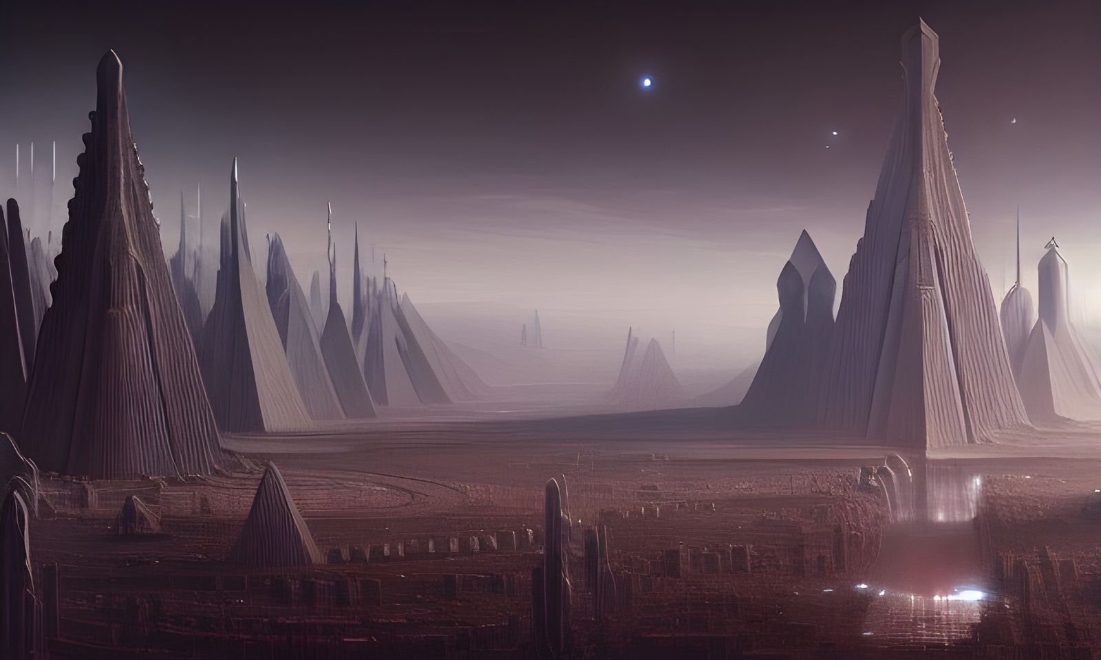 Over cloned crowd of planetary megastructures with beautiful complex ...