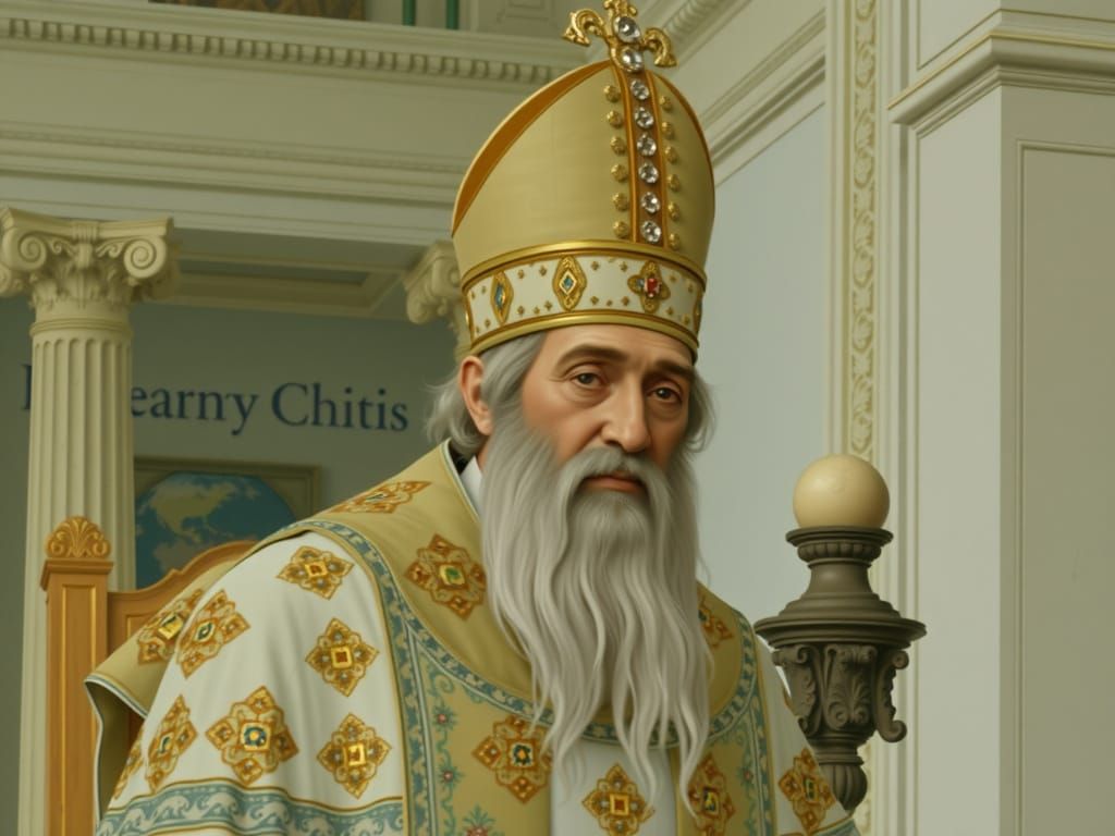 Photorealistic portrait of Pope Gregory IX, elderly man with a long ...