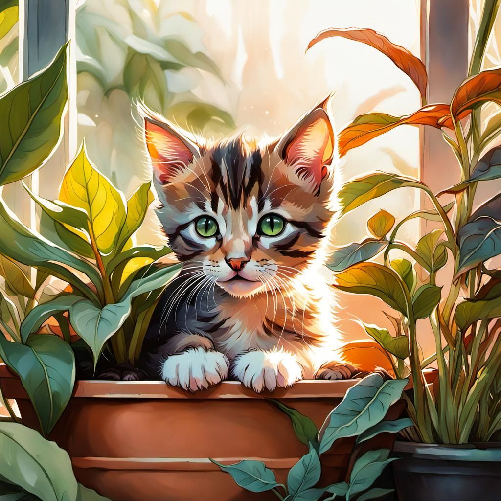 Mischievous Kitten - AI Generated Artwork - NightCafe Creator