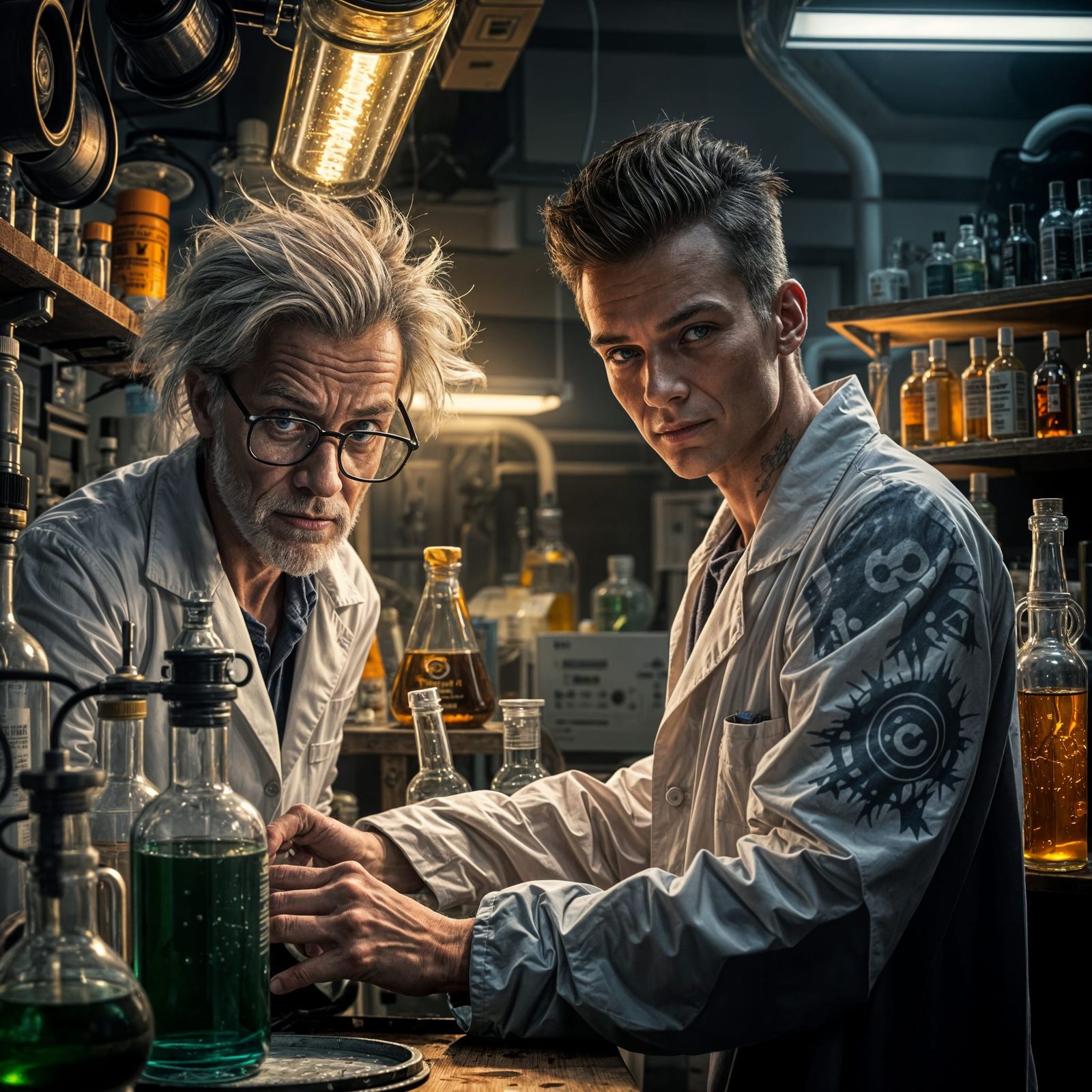 Surreal Lab Scene Reveals Heroic Assistant - AI Art