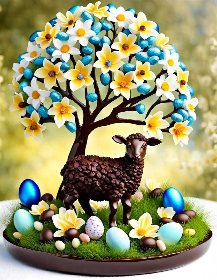 Eggs - Easter Masterpiece with Iridescent Eggs and Flowers