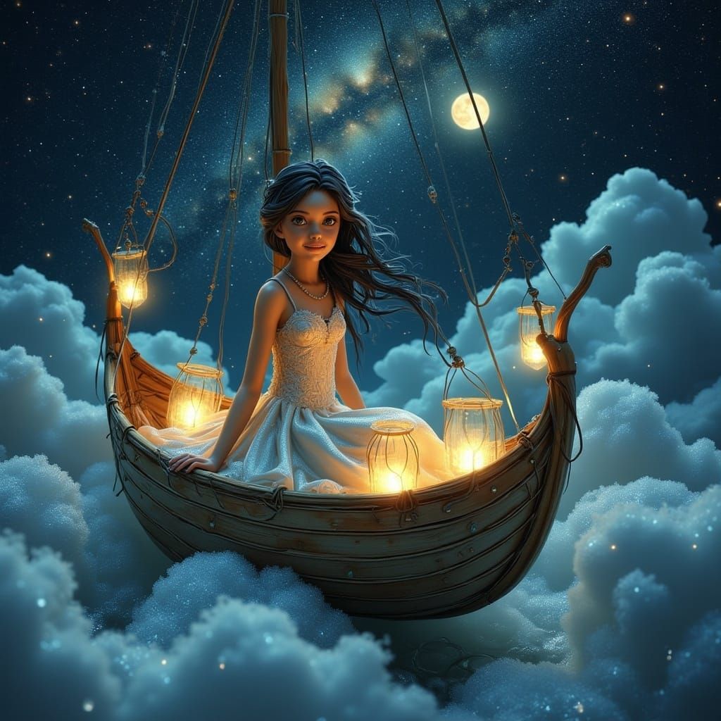 sailing on a night sky - Ethereal Sailboat Rides Celestial W...