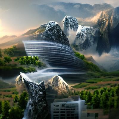 Waterfall and mountains - AI Generated Artwork - NightCafe Creator
