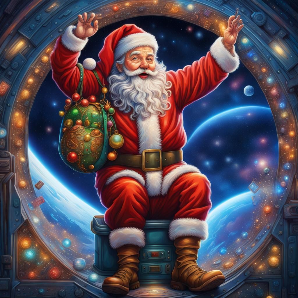 New Year! Santa Claus carries a bag There is luck, peace and harmony in ...