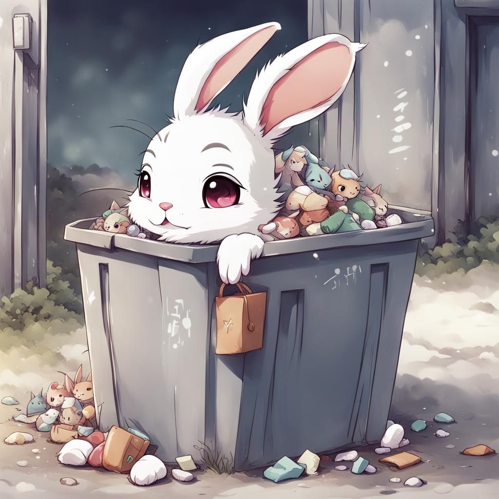 Cute adorable trash bunny with perfect ears - AI Generated Artwork ...