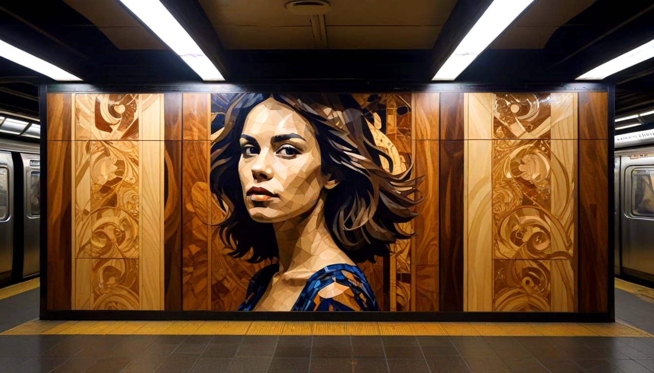 Portrait of an Adventurous Artist in Marquetry Sty... - AI Art