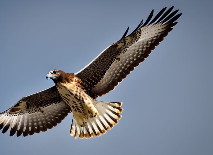 Hawk flying throw the sky; Hawk has beautiful intricate feathers; Hawk ...