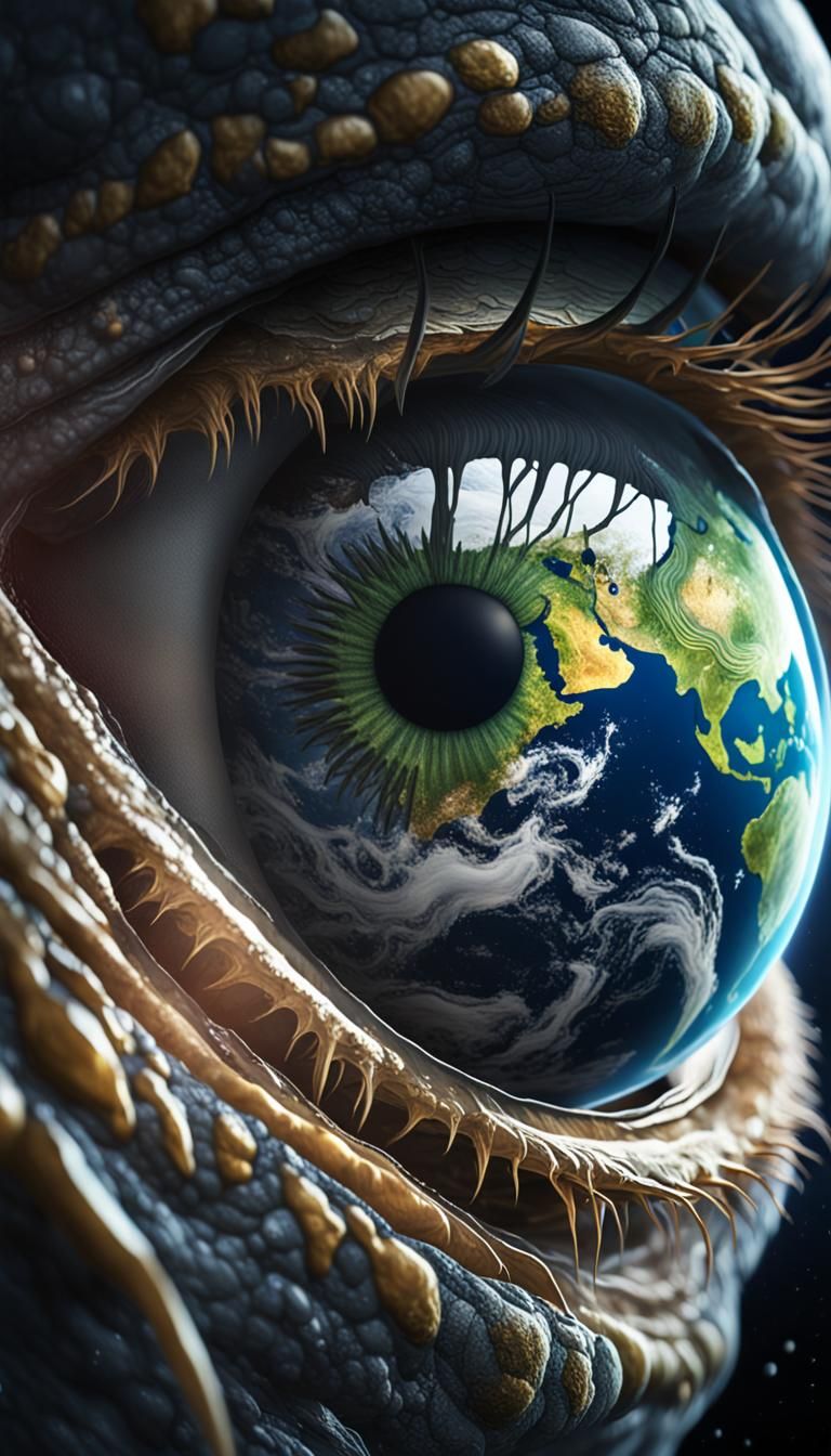 I want the close up view of an alien's eyeball where you can see the ...