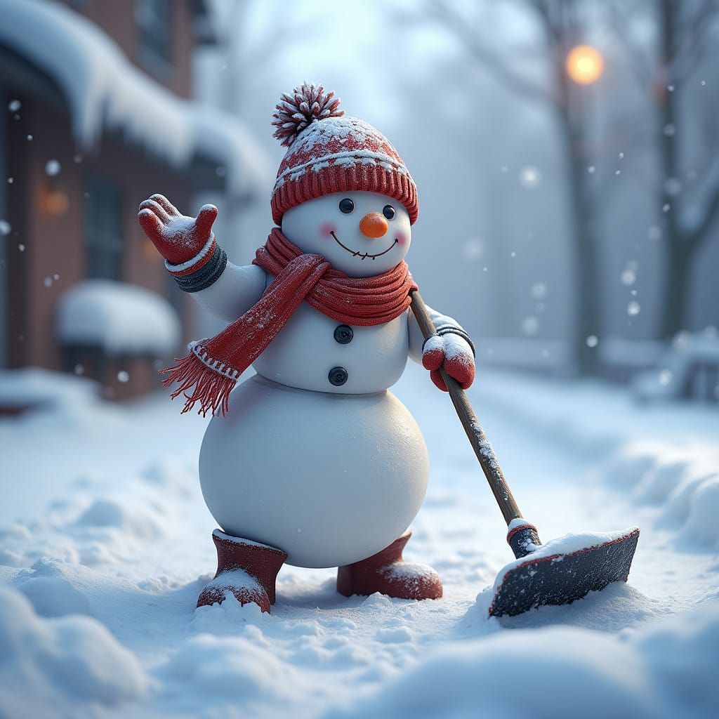 Winter Wonderland Snowman in Detailed Fantasy Land... - AI Art