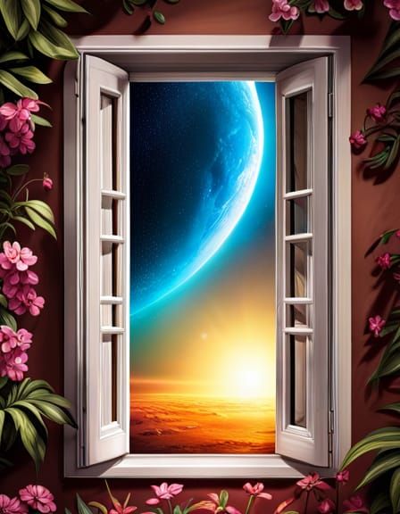 Insanely detailed illustration of a window to a beautiful galaxy ...