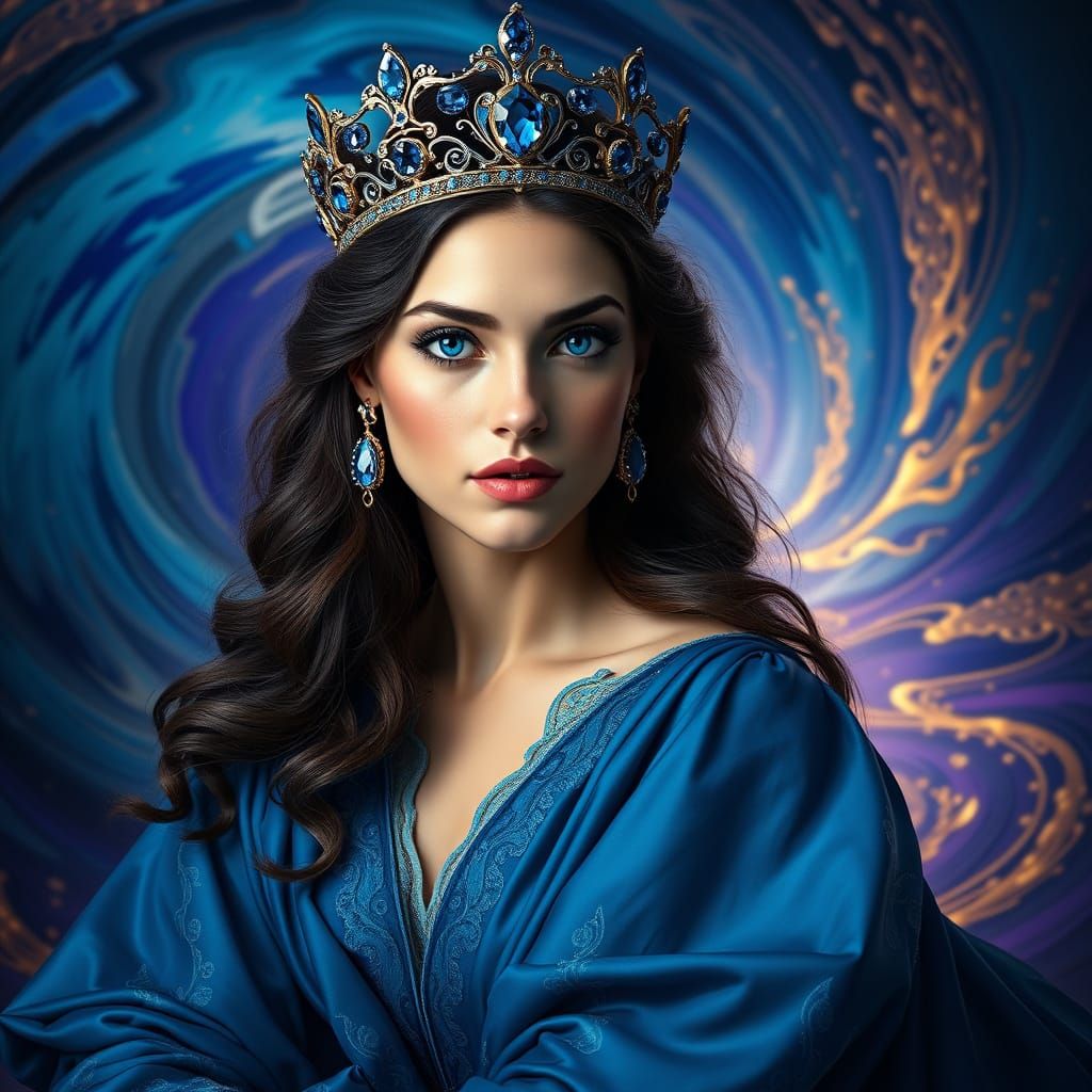 Sapphire Queen - Sapphire Queen in Art Nouveau Splendor